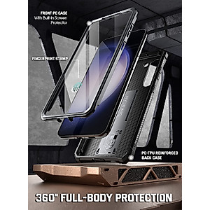 Poetic Spartan Case for Galaxy S23+ Plus 5G 6.7", Fingerprint ID, Rugged Shockproof Cover, Kickstand, Metallic Gun Metal