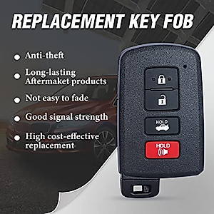 Keymall Keyless Entry Smart Prox Remote Key Fob Replacement for Toyota Avalon Camry Corolla 2013-2018 4 Buttons(281451-0020 G Board FCC ID:HYQ14FBA PN:89904-06140)