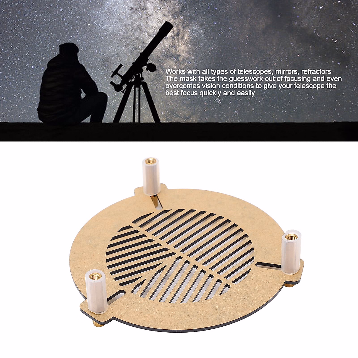 Telescope Focusing Mask, Acrylic Focus Mask Plate for Astrophotography, Bahtinov Focus Mask for 60 to 90MM Objective Lens, Telescope Accessories