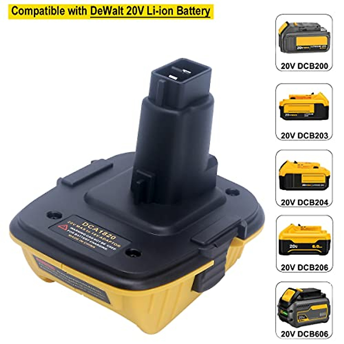 Lasica 2Pack DCA1820 Replacement for DeWalt Battery Adapter, Replacement for DEWALT 18V to 20V Adapter Compatible with Dewalt 20V or 20V/60V Max Lithium Battery DCB606 DCB609 DCB201 DCB204 DCB206