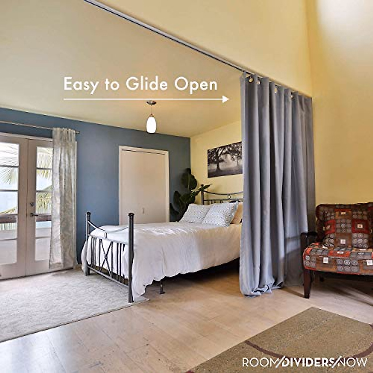 Room/Dividers/Now Ceiling Curtain Track Set - Comes with Track, Roller Hooks, Installation Hardware, Saw, and End Cap and Curtain Rail Ceiling Gliders Set - Plastic Body and Wheels with Steel Hook