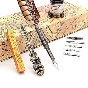 Antique Feather Copper Pen Stem Metal Nibbed Pen Writing Quill LL-14