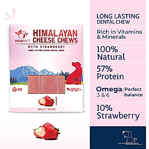 Himalayan Dog Chews Long Lasting - Strawberry Yak Cheese Dental Chews for Dogs | Promotes Healthy Teeth & Bones | Healthy Dog Treats for Large Dogs (14.81oz, Pack of 3) Pawfect