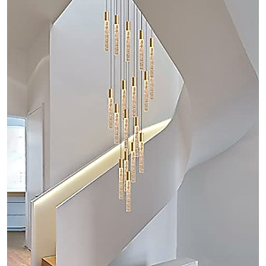 H118 18-Light Modern Chandelier LED Dimmable Light Crystal Pendant Lights Fixtures Crystal Chandeliers Flush Mounted Ceiling Light Raindrop Crystal Bubble Lights Living Room Remote Foyer Lights