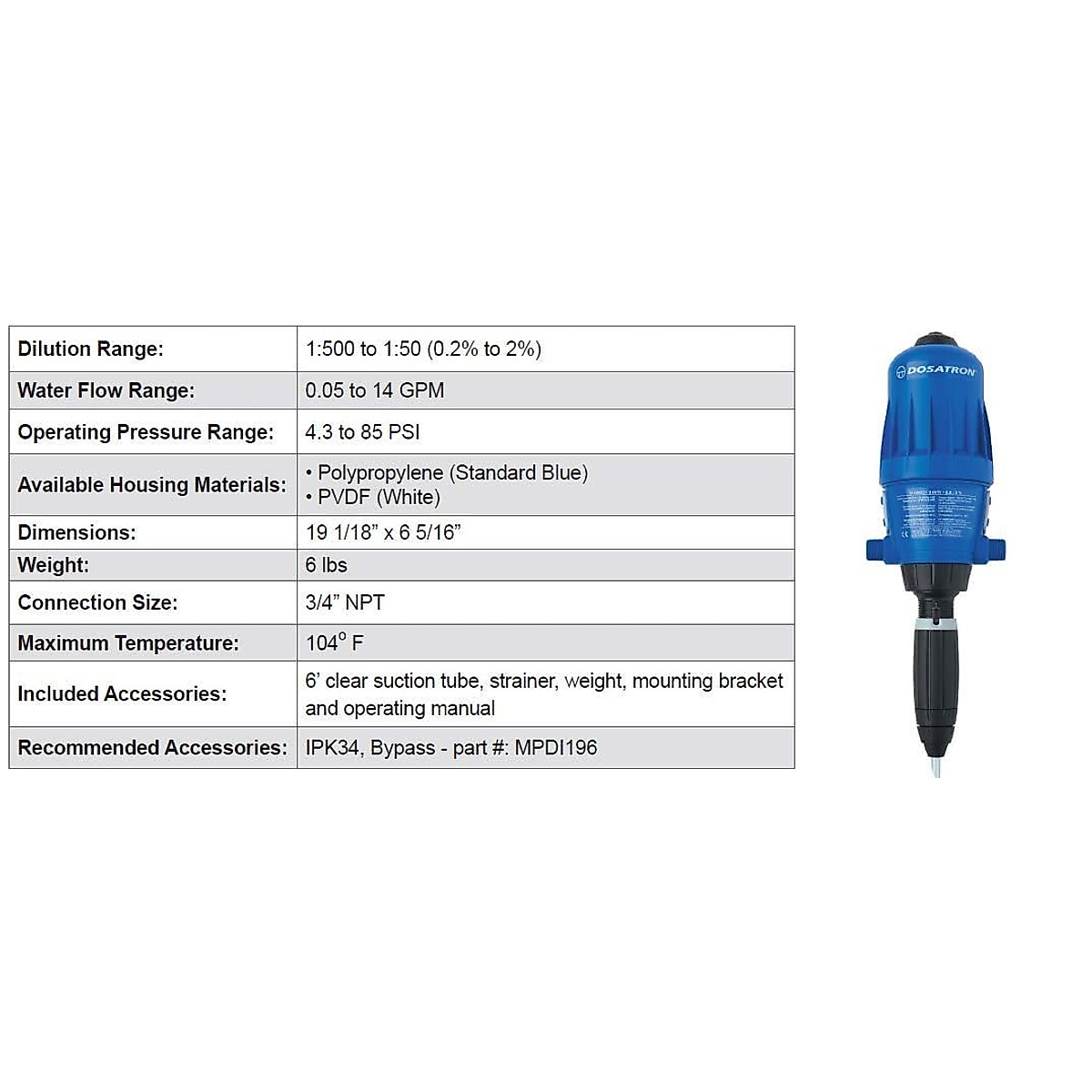 DOSATRON D14MZ2 D14MZ2VFII Water Powered DOSER 14GPM 1:500-1:50 D637922