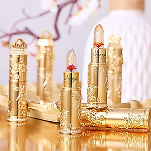 LuckNest Flower Jelly Lipstick Set Temperature Change Moisturizer Long Lasting Nutritious Balm Magic Color Change Lip Gloss (#3)
