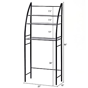 Fit Right 3-Shelf Bathroom Organizer Over The Toilet Storage, Bathroom Shelf Over Toilet, 27”L x 10”W x 66”H (Black)