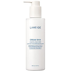 LANEIGE Cream Skin Milk Oil Cleanser: Soothe, Purify, and Melt Away SPF & Makeup, 6.7 fl. oz.