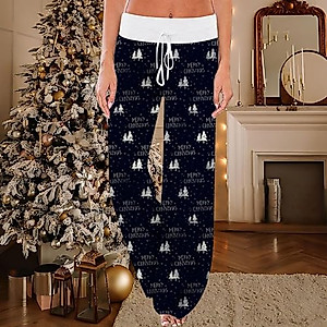 Black 2023 Friday Deals,Christmas Print Womens Sweatpants with Pockets Xmas Print Drawstring Workout Active Joggers Christmas Tree Print Plus Size Running Sweatpants Black XL