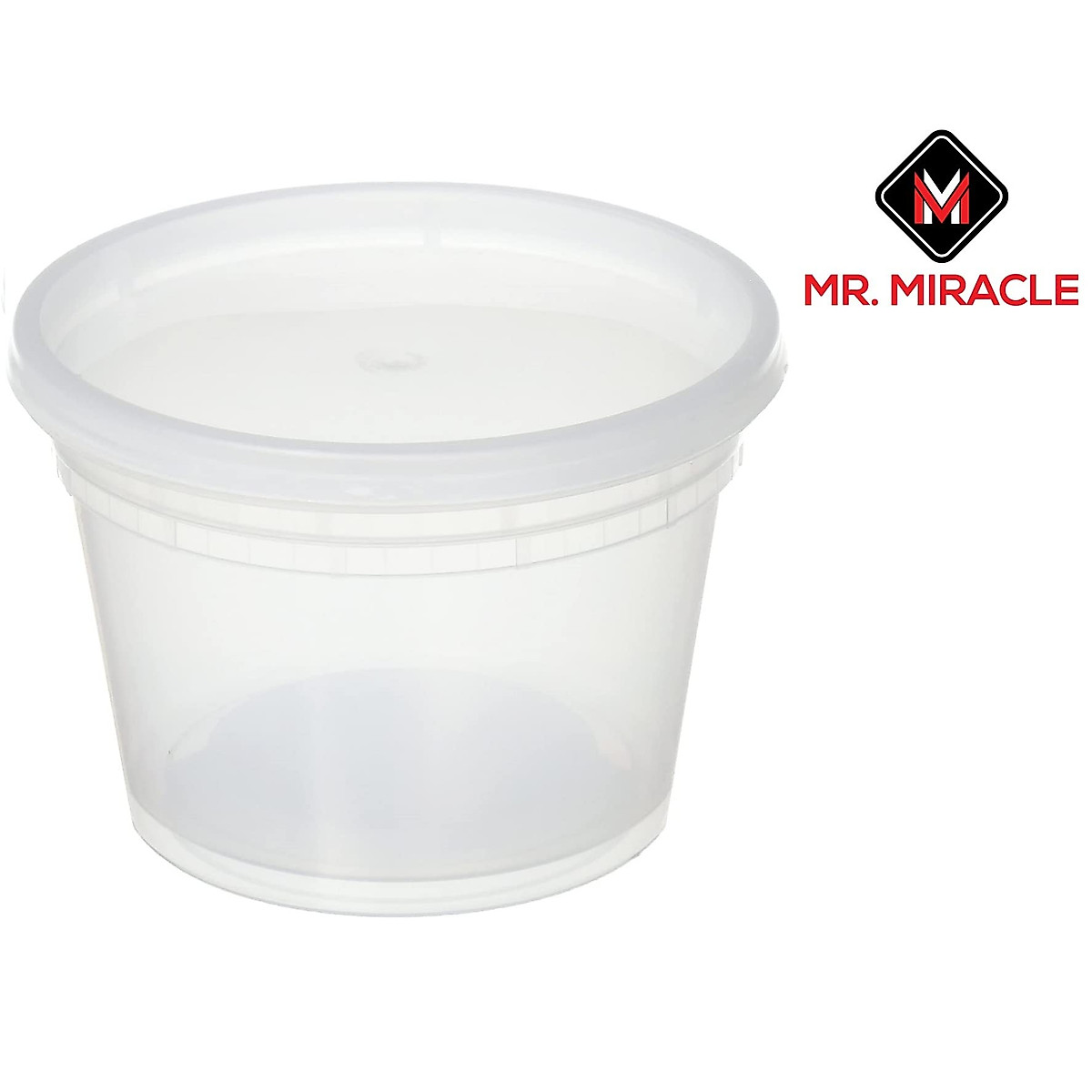 Mr. Miracle Deli Containers with Lids - 48 Pack of 16 oz Clear Airtight Reusable Plastic Food and Multi-Purpose Containers - Microwave, Freezer, and Dishwasher Safe