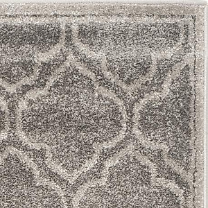 SAFAVIEH Amherst Collection 5' Round Grey / Light Grey AMT412C Moroccan Geometric Non-Shedding Dining Room Entryway Foyer Living Room Bedroom Area Rug