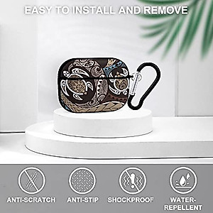 Hawaiian Honu Polynesian Sea Turtle Print Compatible with AirPods Pro Case Cover Lightweight Protective Case for Airpods Pro with Carabiner for Mens/Womens