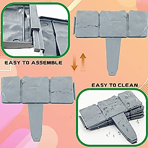 Garden Landscape Edging Border No Dig,Flower Bed Edging,DIY Plastic Fencing Lawn Border,Imitation Stone Effect Garden Borders for Garden, Lawn, Walkway and Landscape Edging (24.6 FT)