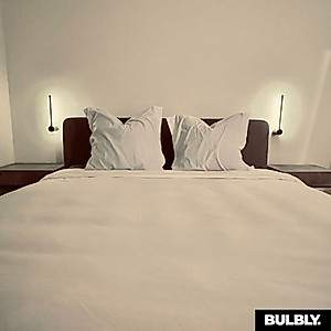 Bulbly Modern Cordless Wall Sconce Set of Two | Modern Dimmable LED Black Wall Lamps for Living Room & Bedroom Decor | USB Rechargeable Wall Light