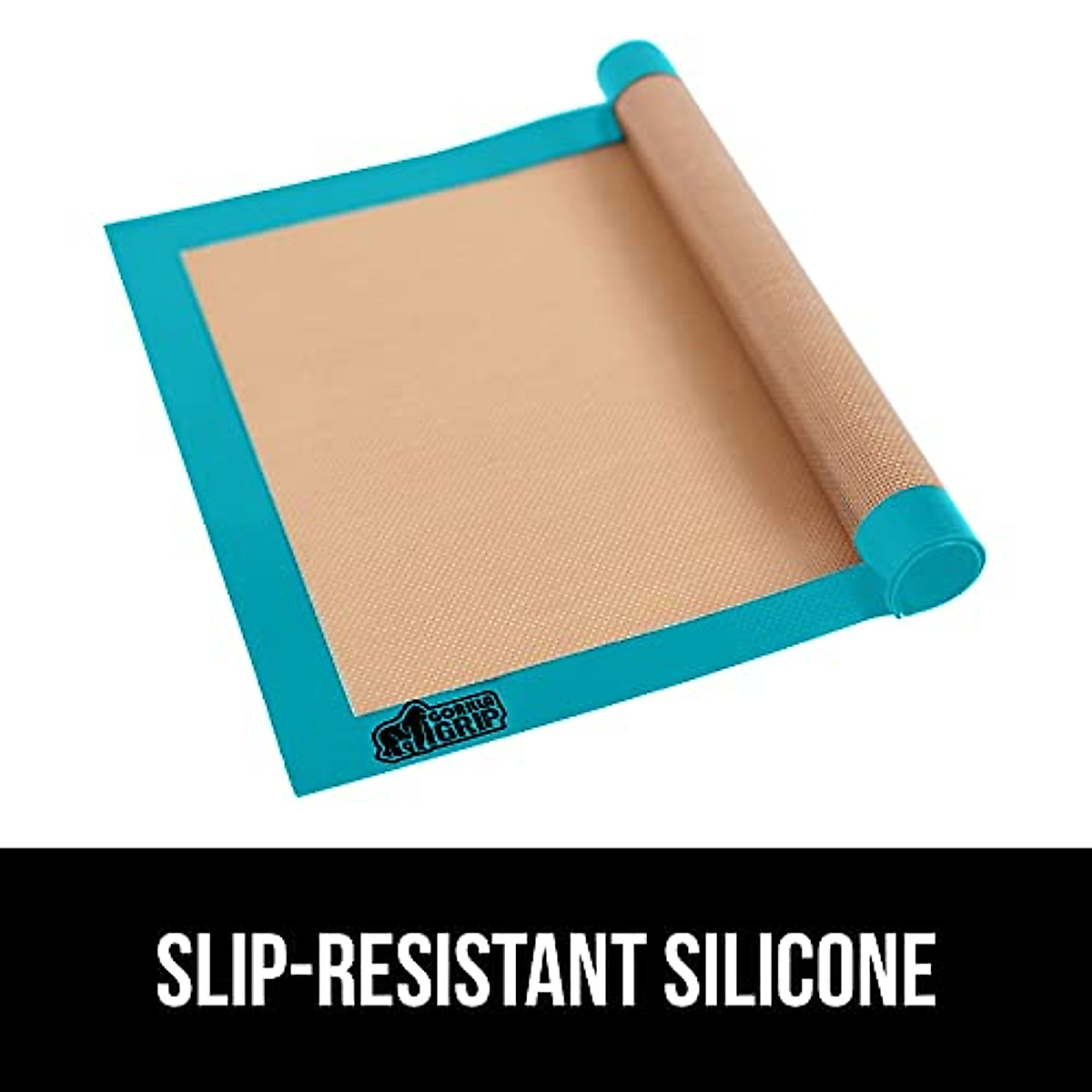 Gorilla Grip Non Stick Silicone Baking Mat Sheet, 2 Pack, Reusable Cookie Sheets Liner, Heat Resistant, No Oil Greasing Needed, Kitchen Oven Essentials, Food Grade and BPA Free, Half Sheet, Turquoise