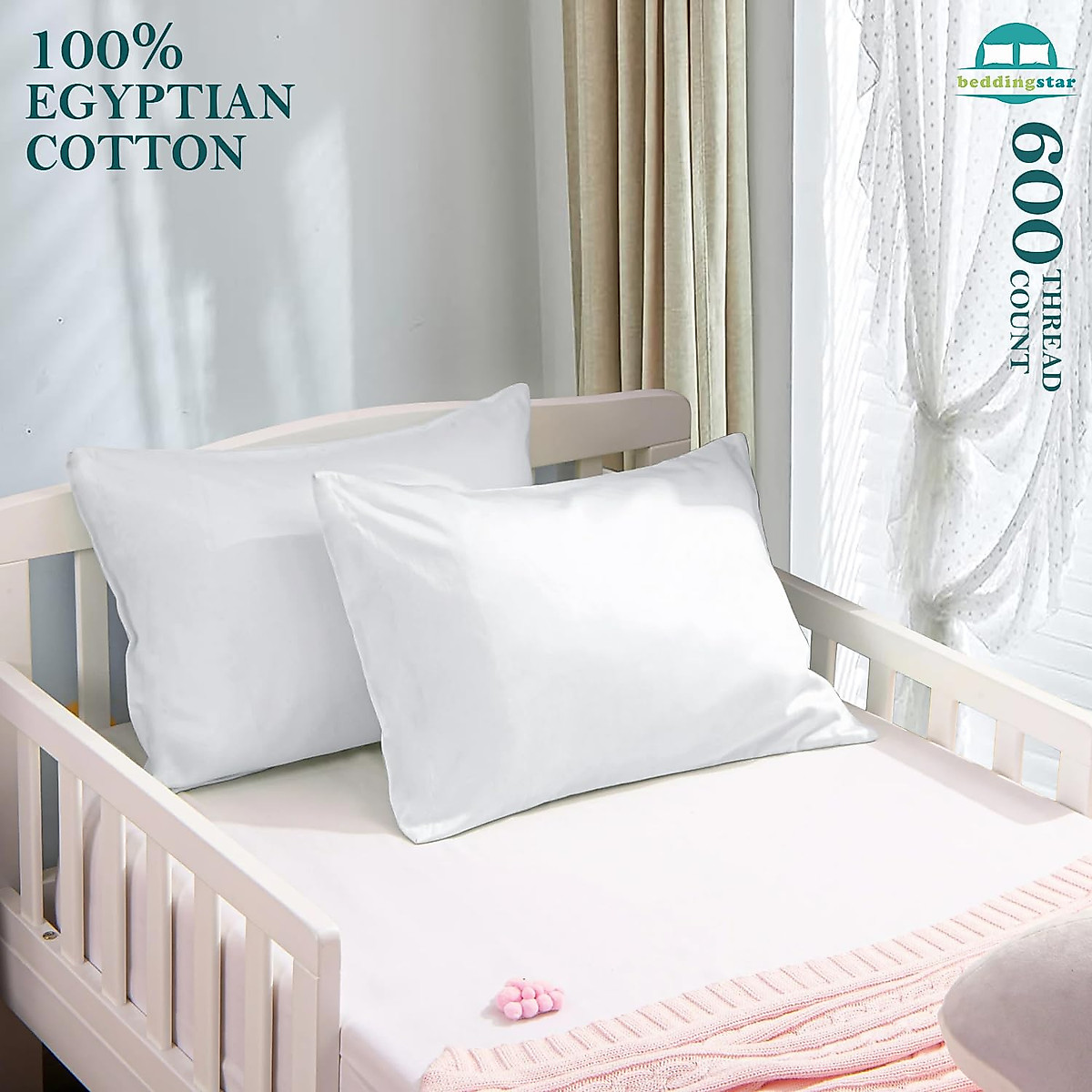 Travel Pillow Case 14x20 Size Egyptian Cotton Set of 2 Zipper Travel Pillowcase 600 Thread Count 100% Soft Egyptian Cotton 2 Pack, Toddler Pillowcase White Solid - Zipper Closer