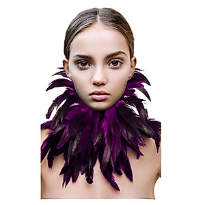 L'vow Gothic Victorian Natural Feather Choker Neck Wrap Collar for Halloween Party(Purple)