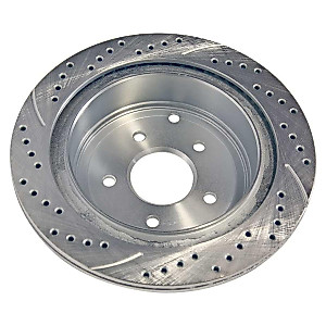 KAGWFEA 2pcs Disc Brake Rotor Set Rear Side Silver Zinc Plated Performance Drilled and Slotted PR41350DSZPR PR41350DSZPR,Free return