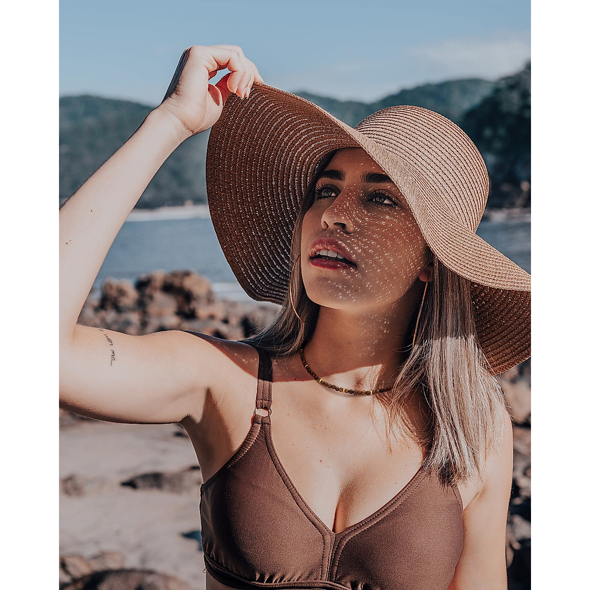 SOFYBJA Boho Gemstone Tiger Eye Stone Beaded Choker Necklace for Women 18K Plated Gold Beads Necklace Handmade Jewelry