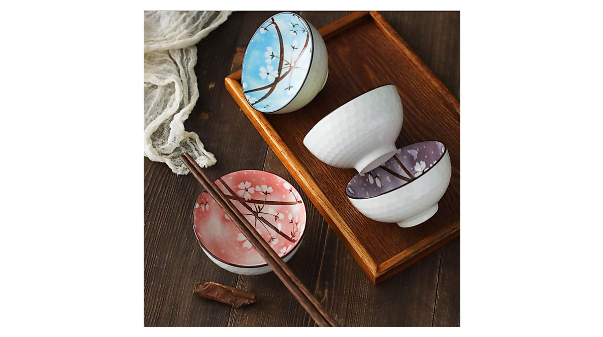 Mose Cafolo Japanese Ceramic Rice Bowls | Set of 4