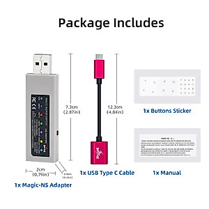 Mcbazel Mayflash Magic-NS Wireless PS5 PS4 PS3 Switch Pro Controller Fighting Stick Adapter for Nintendo Switch PC NeoGeo Mini with USB to Type C OTG Cable Game Card Storage Case