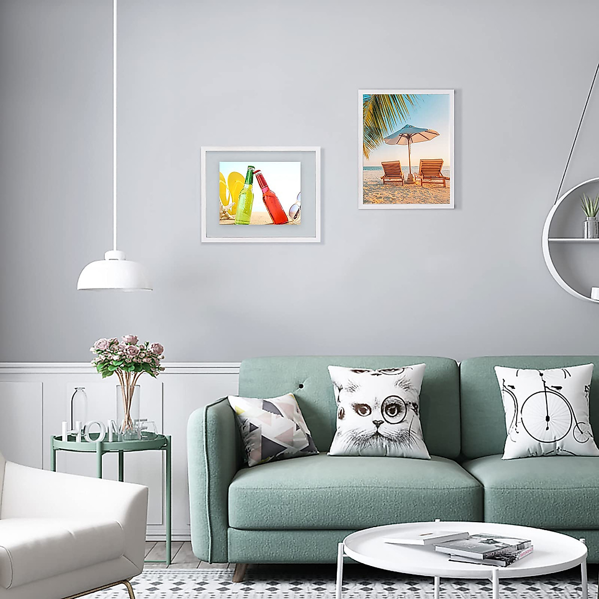 DLQuarts 11x14 Floating Photo Picture Frame, Floating Display for Photos 8x10, 7x9, 5x7,or Full Display for 11x14 Photos, Solid Wood, Double Glass, 2 Pack, White