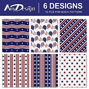 AnyDesign Patriotic Tissue Paper 90 Sheet Stars Stripes Balloon Tissue Paper 4th of July American Flag Wrapping Paper Holiday Art Tissue for Independence Day Memorial Day DIY Supplies, 14 x 20 Inch