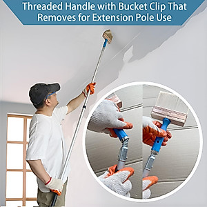 Kingorigin Deck Paint Brush, 3 Pack Thick Paint Brushes (4", 5", 6") for Faster Coverage, Compatible with Most Extension Poles, Stain Brushes for Wood, Deck, Walls, Fence and House