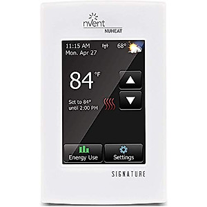 nVent NUHEAT SIGNATURE Programmable WiFi Dual-Voltage Floor Heating Thermostat with Touchscreen Interface, Compatible with Alexa, Google Assistant, nest and IFTTT