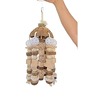 AIRUIFENG Bird Parrot Toy, Large Parrot Toy Natural Wood Blocks Chewing Toy for African Grey Cockatoos Amazon Conure Eclectus Medium Large Parrot Birds