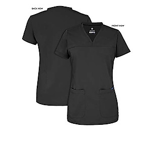 Adar Pro Scrubs for Women - Sweetheart V-Neck Scrub Top - P4210 - Black - S