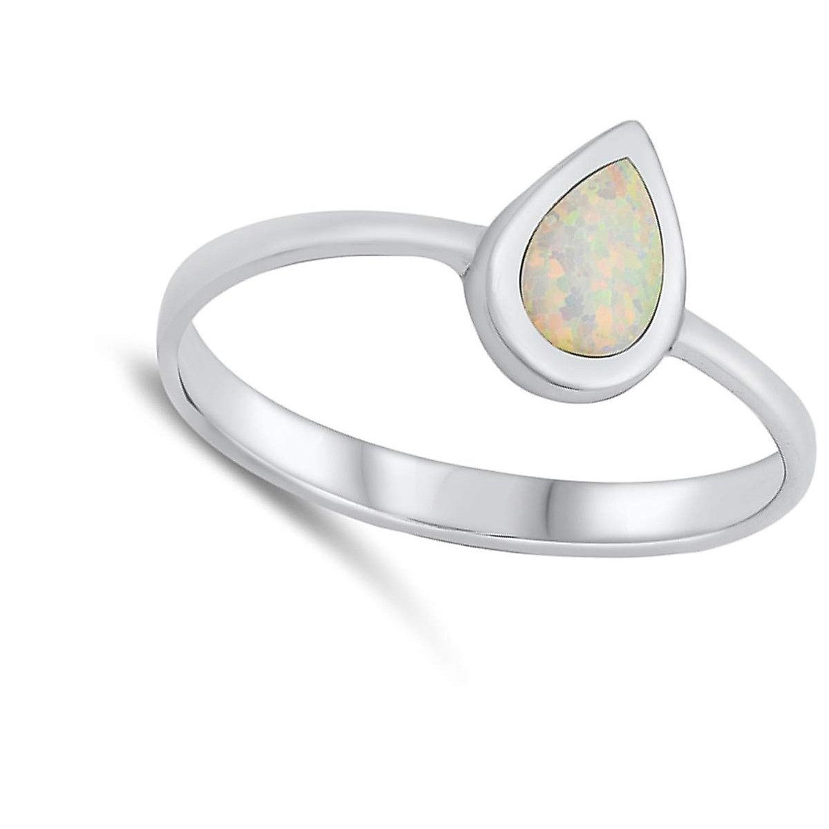 Simple Teardrop Statement Ring New .925 Sterling Silver Band Size 7