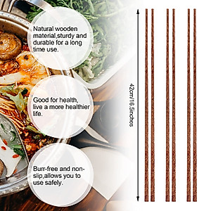 Long Cooking Chopstick Chinese Natural Wooden Chopstick Long Hot Pot Chopstick Wooden Frying Chopstick for Hot Pot, Frying, Noodle, Cooking Favor, 16.5 Inch (Red Sandalwood, 5 Pairs)