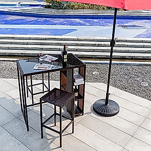 Sundale 48LBS Umbrella Stand 20.47'' Bliss Wicker Resin Patio Umbrella Base,Market Metal Heavy Duty Stand Outdoor, Black