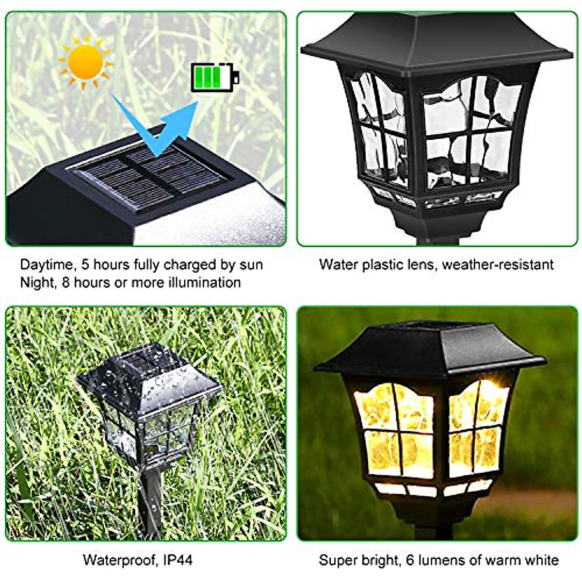 6 Pack Solar Lights Outdoor Garden, Solar Pathway Landscape Lights Supper Bright Waterproof and Corrosion-Resistant, Powered Solar Outdoor Lights for Yard Patio Walkway Driveway Sidewalk Lawn Décor