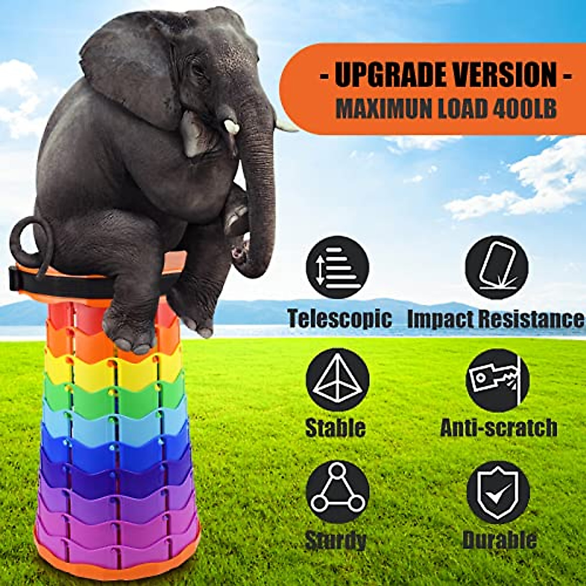 Yuekidou Retractable Folding Stool, Upgraded Collapsible Telescoping Stools, Portable Foldable Chair Seat for Camping Fishing Hiking Gardening BBQ