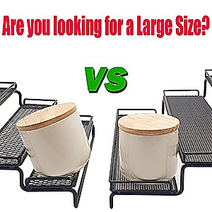 DOTORYDESIGN 3 Tier Wide Expandable Cabinet Spice Rack Organizer (14.5" to 29.1") - Step Shelf with Protection Railing, Black