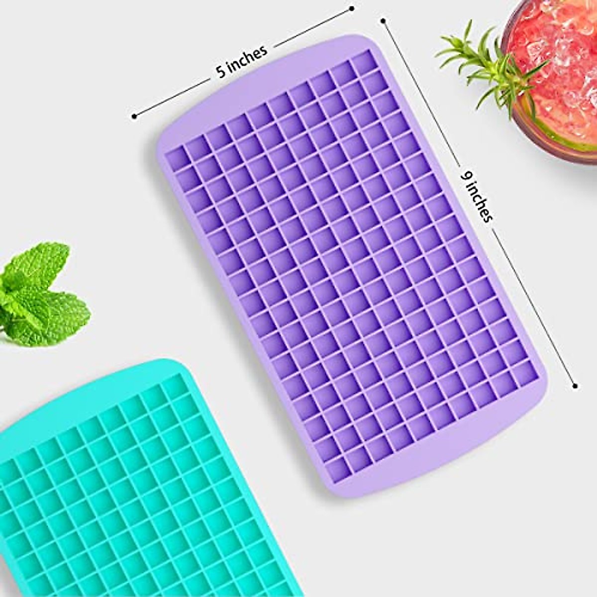 Upgrade Silicone Mini Ice Cube Trays, 2 Pack 320 Small Ice Cube Molds, Easier to Release, Crushed Ice for Chilling Drinks, Whiskey, Cocktail, Flexible Stackable for Freezer