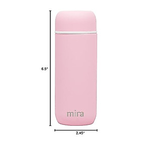 7 oz Slim Thermos Flask - Leak-Proof Insulated Water Bottle - Perfect Compact Size - Taffy Pink