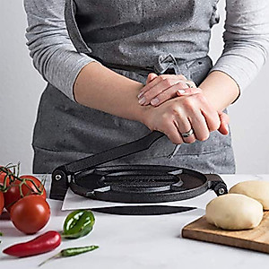 Chef Tacos Authentic Cast Iron Tortilla Press, 8-Inch, Roti Maker Pre-seasoned Corn or Flour Tortilla Maker, Pataconera, Roti Dough