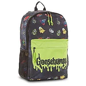 Goosebumps Horror Mask Allover Backpack Monsters and Zombies R.L. Stine Knapsack for Boys, Girls, Adults (Black)