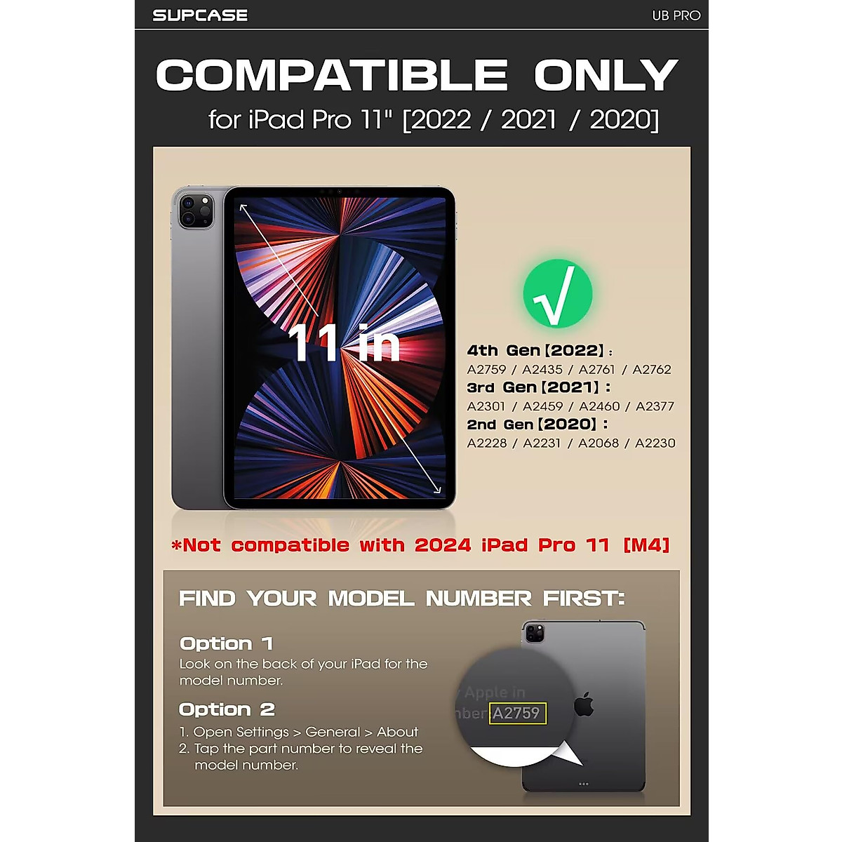 SUPCASE Unicorn Beetle Pro Series Case for iPad Pro 11 Inch (2022/2021/2020), Support Apple Pencil Charging with Built-in Screen Protector Full-Body Rugged Kickstand Protective Case (Black)