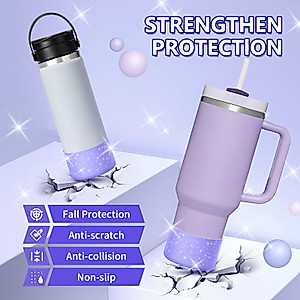 WUQID Protective Bling Silicone Boot Sleeve, Compatible with Stanley Tumbler 20-40oz & Hydro Flask Bottle 12oz-24oz, Glitter Reduces Dents Sleeve Cover for More Bottles/Tumblers Bottom of 2.83-2.95in