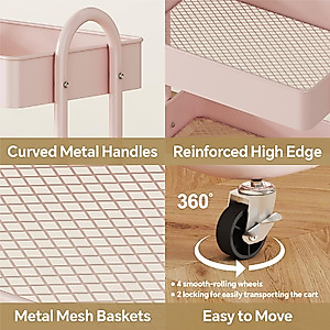 MIOCASA 3-Tier Utility Rolling Cart, Multifunctional Cart with Lockable Casters, Easy to Assemble, Suitable for Office, Bathroom, Kitchen, Garden (Black)