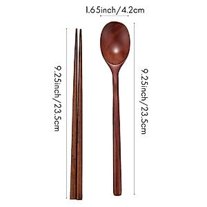 Jueyhapy Handmade Jujube Tree Wooden Korean Dinnerware Combinations Utensil, 5 Spoons and 5 Chopsticks