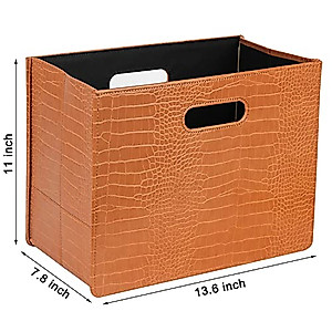 HofferRuffer Magazine Basket Holder, Foldable Magazine Rack, Document File Holder Organizer, File Folder, Newspaper Storage Bin Organizer for Home or Office, Home or Office (Brown)