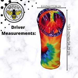 Tie Dye Peace Sign Driver 460cc Club Headcover Handmade by BeeJos