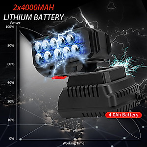 850Nm(650 Ft-lbs) Cordless Impact Gun,1/2" Power Impact Wrenches,3300RPM High Torque Impact Gun w/2 x 4.0AH Battery,5 Sockets,8 Drill,6 Screws,21V Brushless Electric Impact Wrench Set for Car Tire