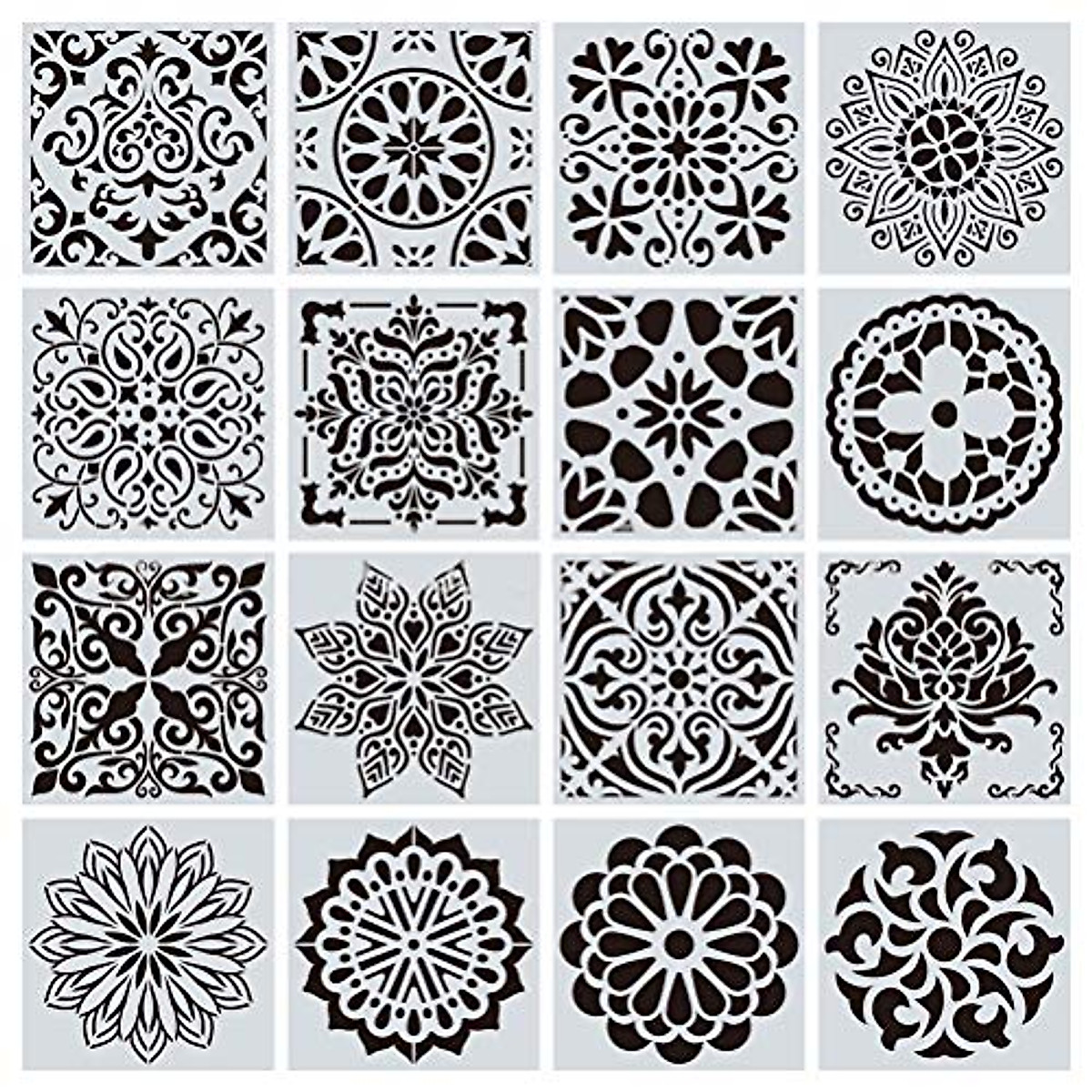 16Pcs (6 x 6 Inch) Reusable Stencils, Mandala Stencils Mandala Dot Painting Templates Stencil for DIY Painting Art Scrapbook Christmas Gifts for Kids