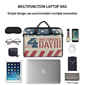 Vintage Usa Flag Laptop Computer Bag Waterproof Shoulder Messenger Bag 13-15 inch Durable Laptop Tote Bag with Shoulder Strap Handle Lightweight Crossbody Briefcase